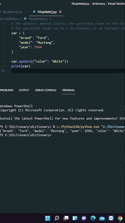 update method in dictionary. what is update method in python. dictionary #pythonforbeginners ...