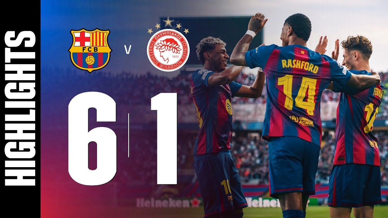 HIGHLIGHTS | FC BARCELONA 6 vs 1 OLYMPIACOS | UEFA CHAMPIONS LEAGUE 🔵🔴 ...