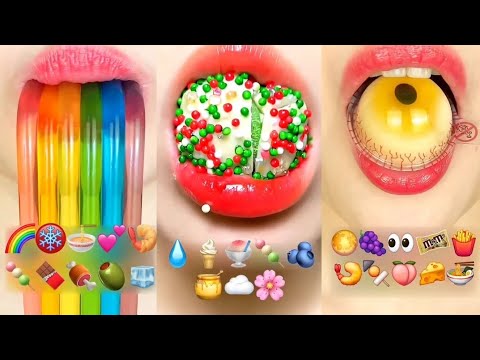 ASMR satisfying eating emoji food challenge Mukbang #21