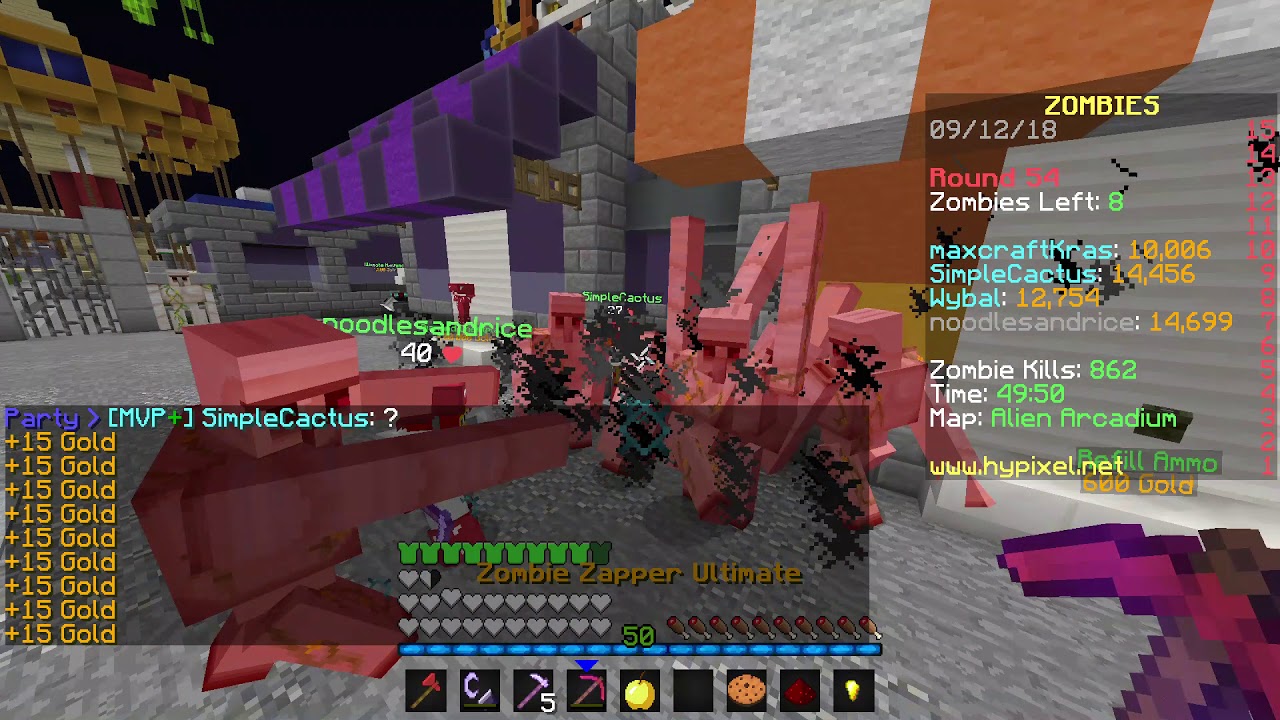 Hypixel Zombies Alien Arcadium new WR (round 70) - YouTube