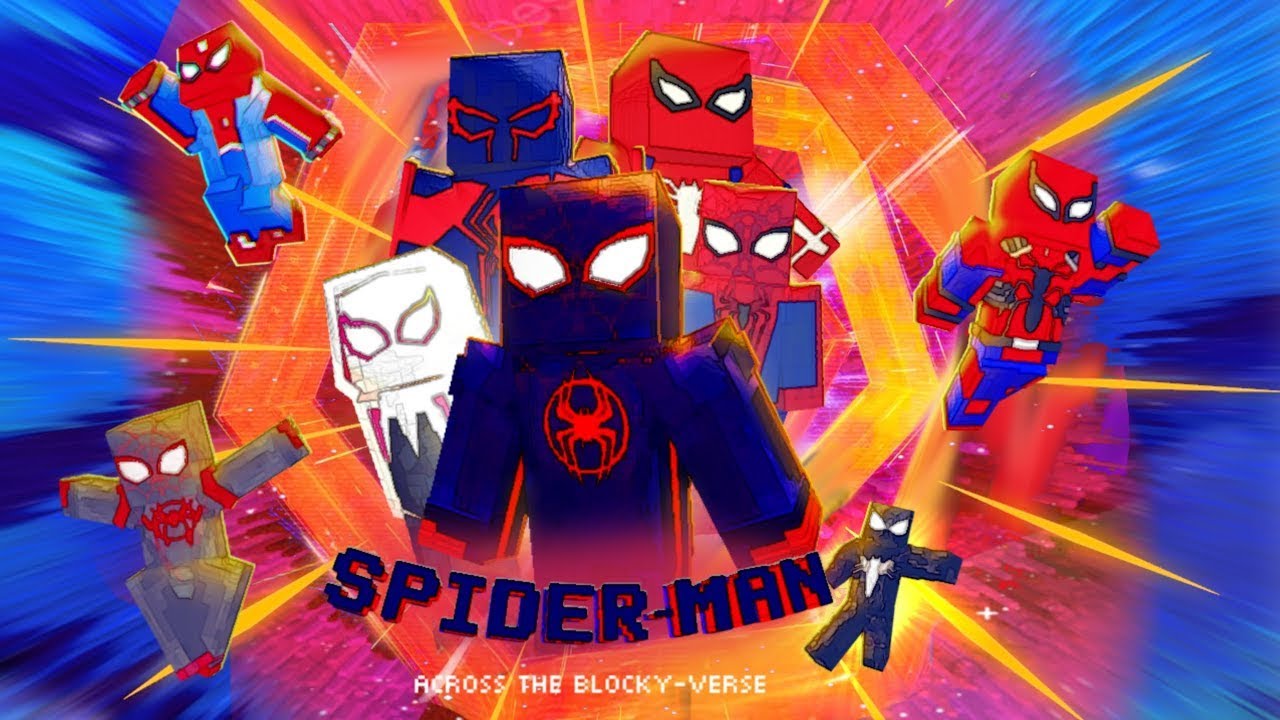 🔥🔥SPIDER MAN ACROSS THE BLOCKY VERSE ADDON FOR MINECRAFT PE ||EASTERN ...