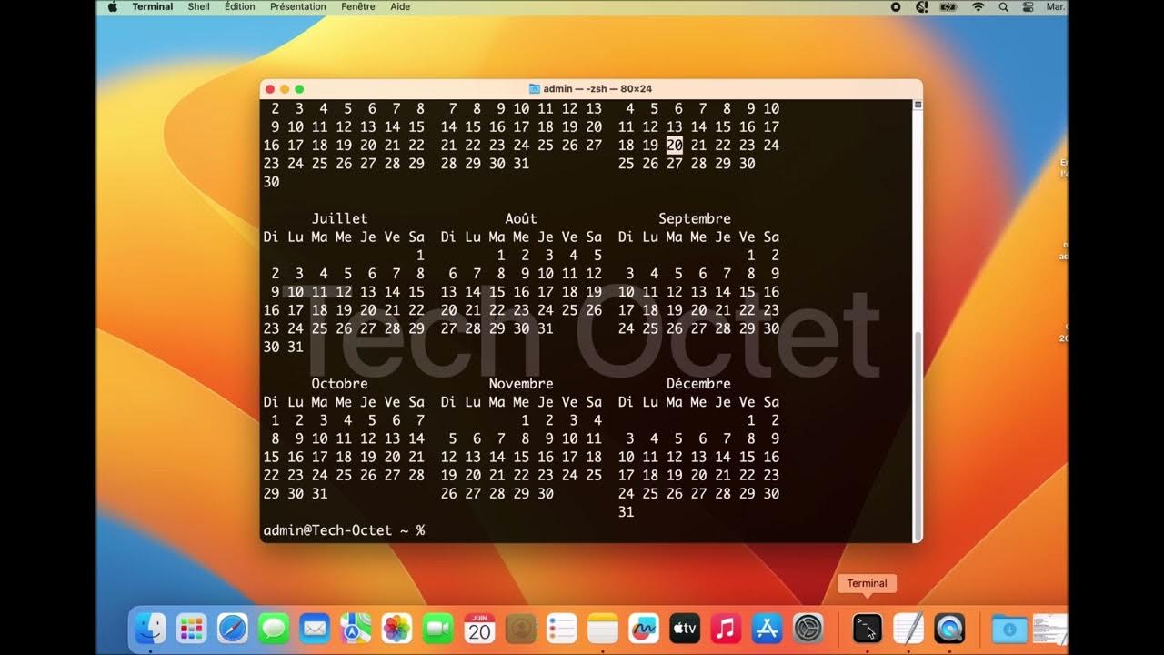 Commande cal sur terminal MacBook - YouTube