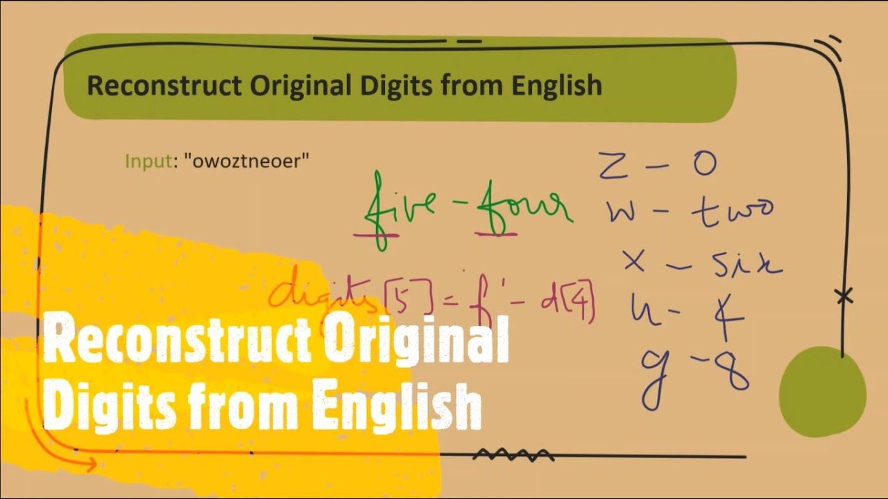 Reconstruct Original Digits From English Leetcode 423 Coders Camp Youtube