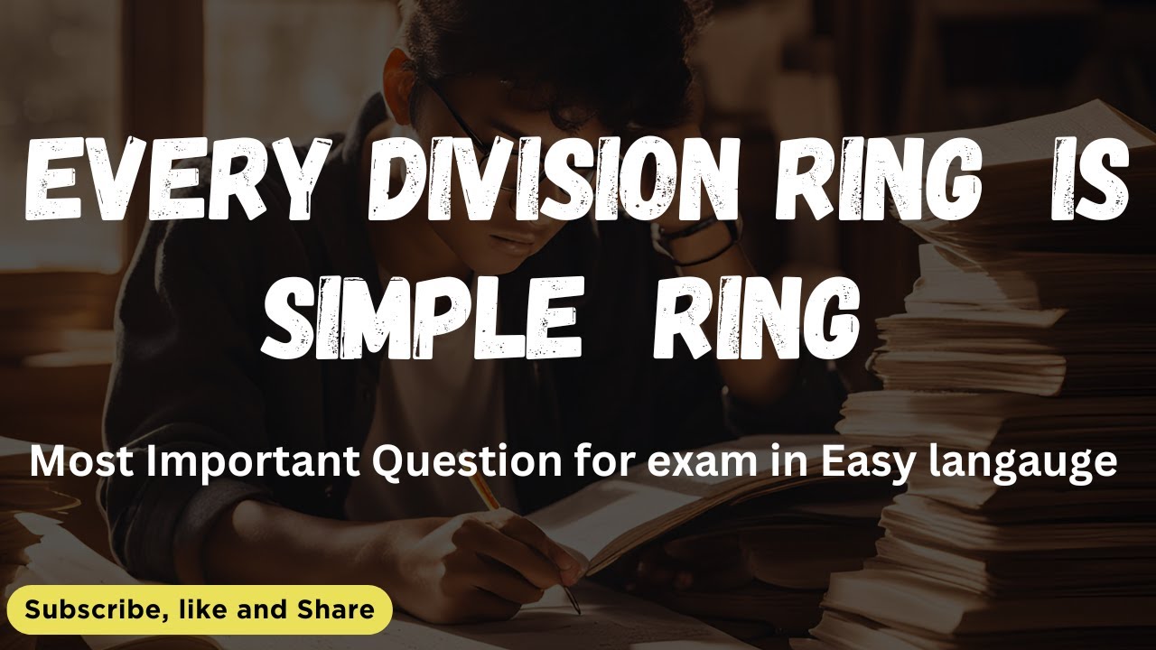 PU PYQ || Every Divison RIng is Simple RIng || Imp and Repeated Question - YouTube