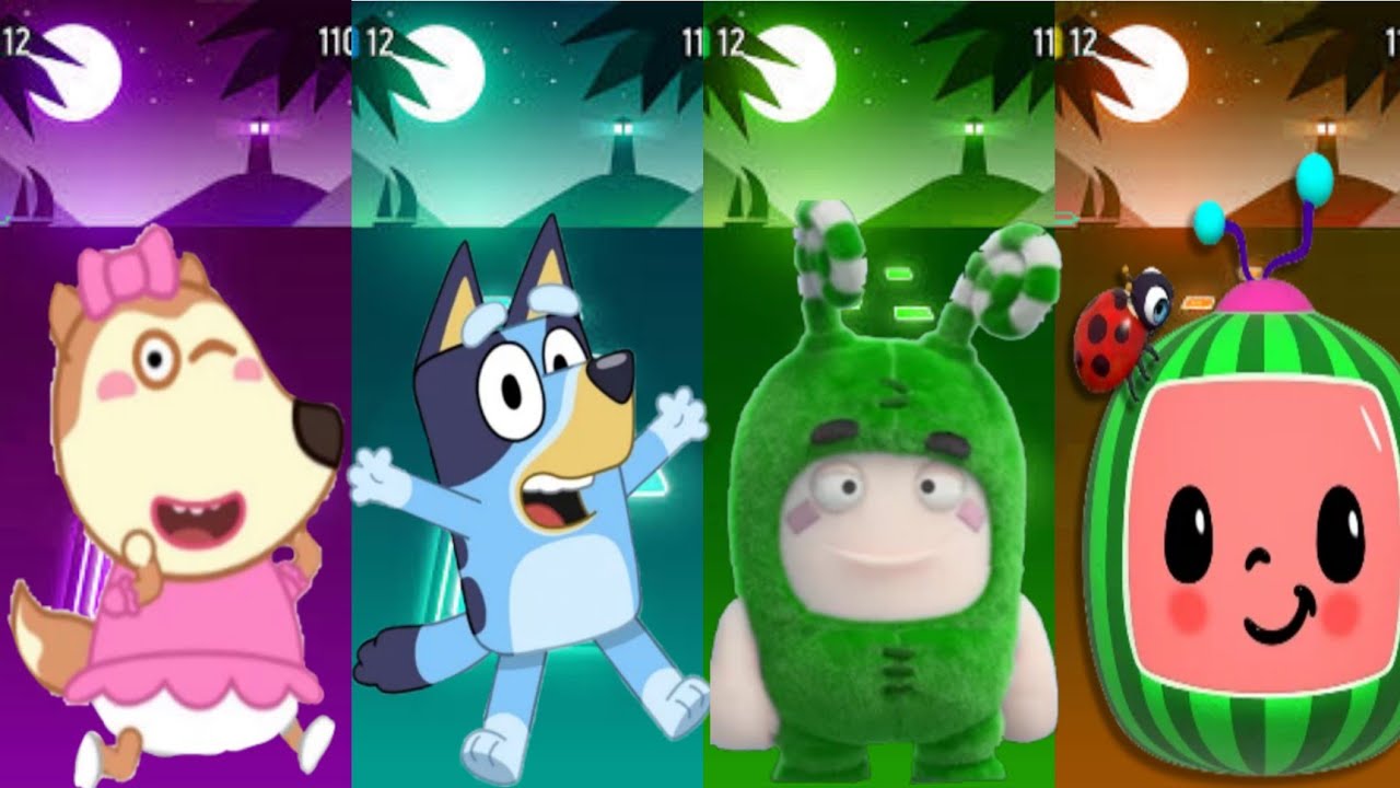 Wolfoo Family vs Bluey vs Oddbods vs Cocomelon -- Tiles Ho i don't ...