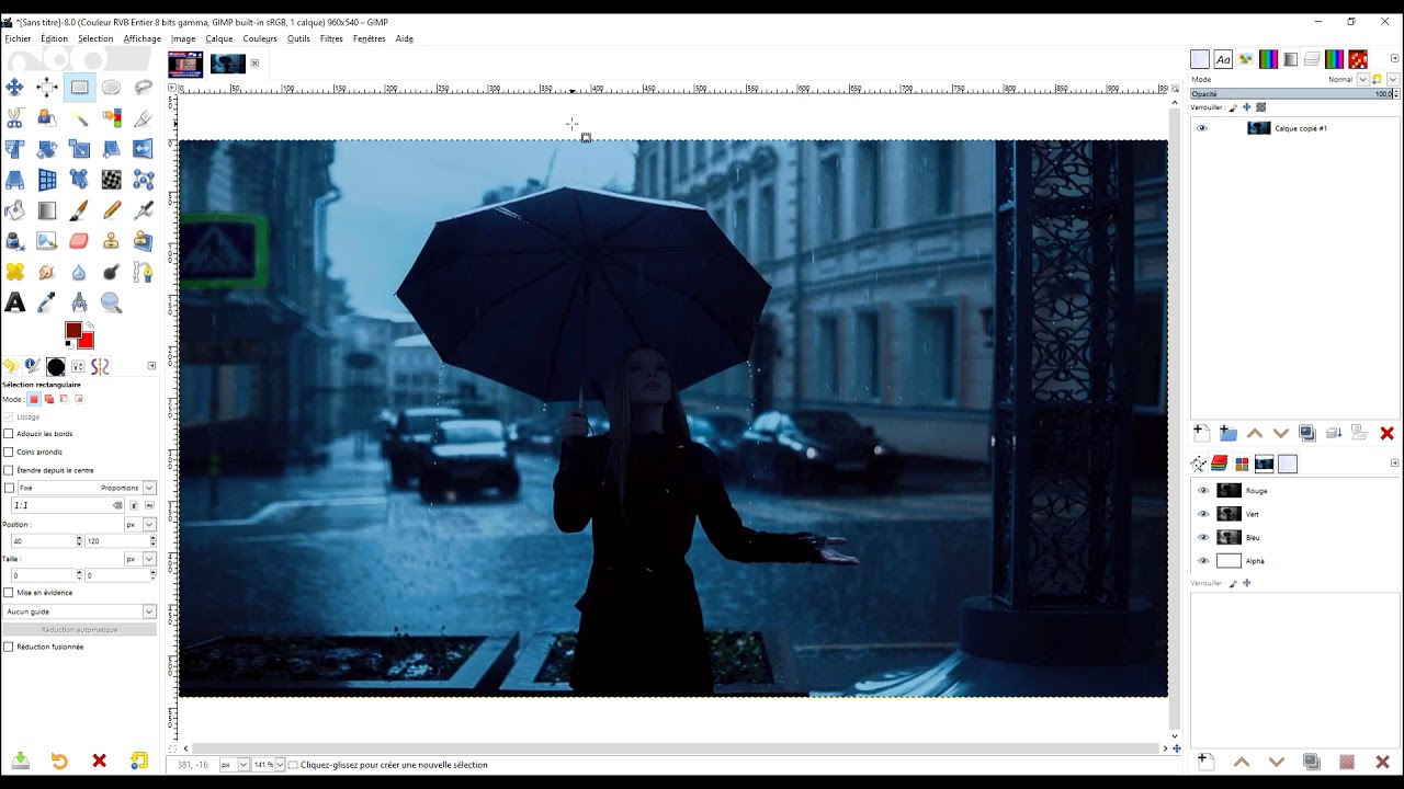 créez de la pluie avec Rain & snow filtre de G'MIC dans GIMP - YouTube