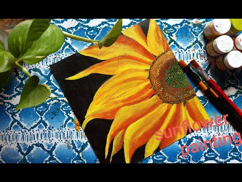 Sunflower painting tutorial for beginners| step by step acrylic ...