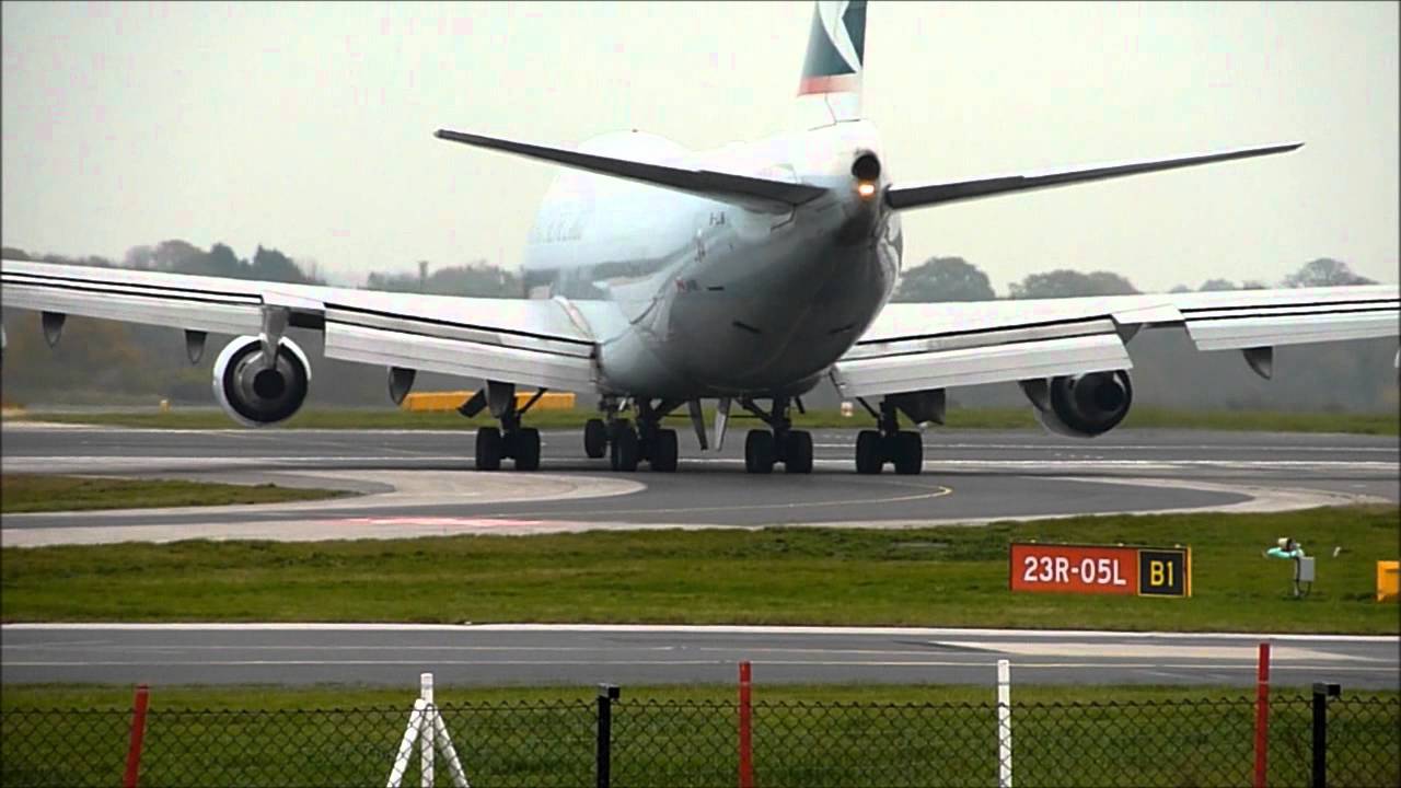 Cathay Pacific Cargo 747F & Emirates A380 at Manchester Airport. - YouTube