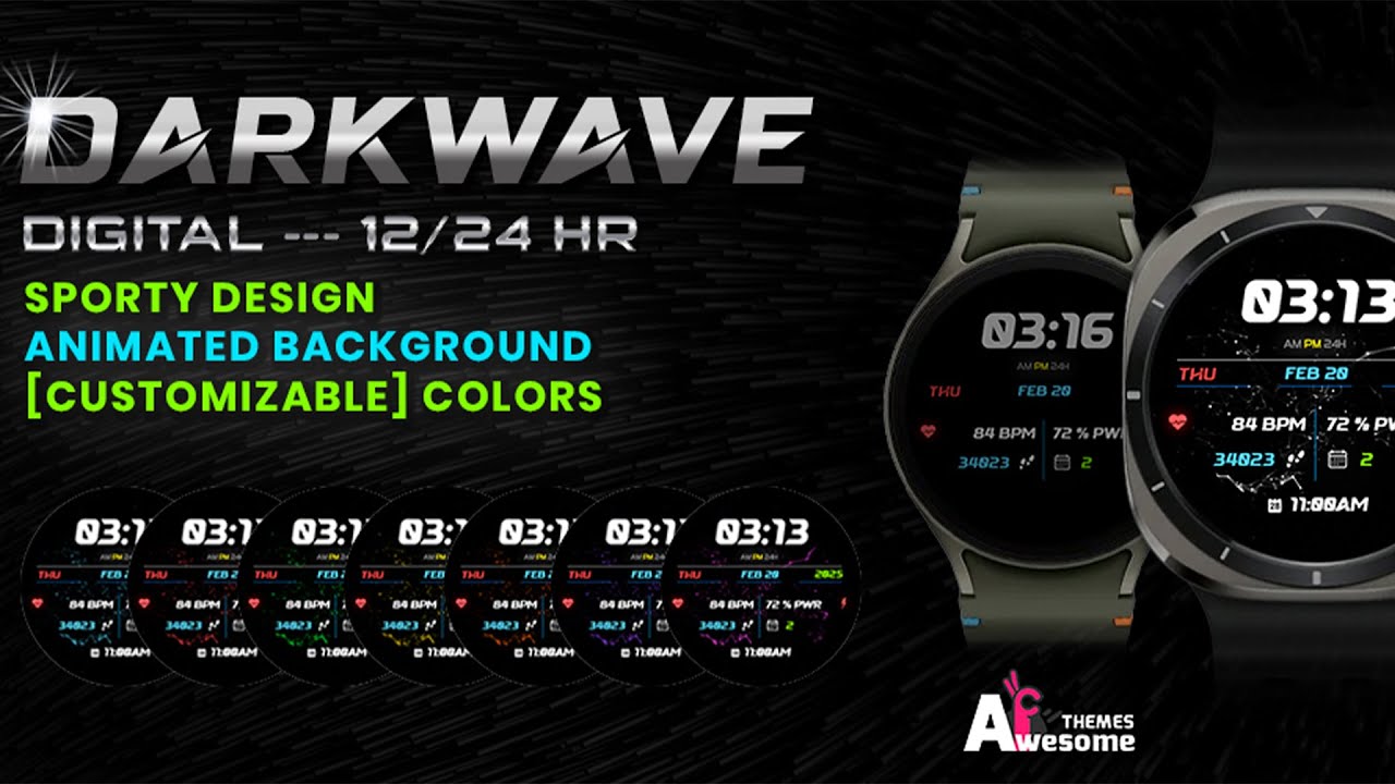 Darkwave - Digital Wear OS Animated Watch Face - YouTube