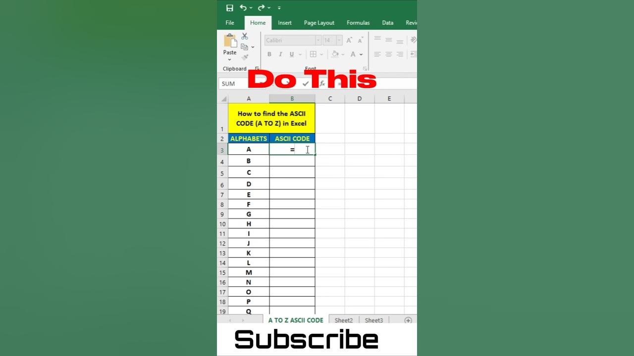 Find ASCII code A TO Z in Excel by code function #excel #shorts #msofficegyan - YouTube