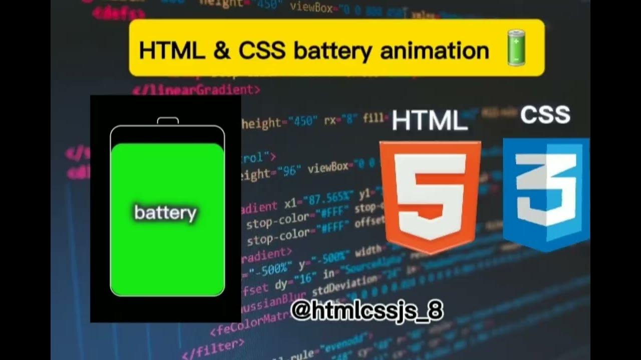Html & CSS battery animation 🔋 #css #html #battery #animation - YouTube