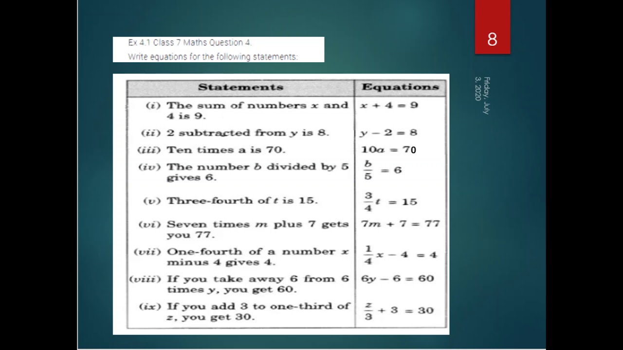 Math_class 7_ Ch 4_ EX 4.1 - YouTube