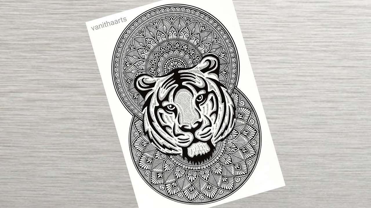 Tiger mandala art | How to draw Mandala for Beginners | Tiger drawing ...