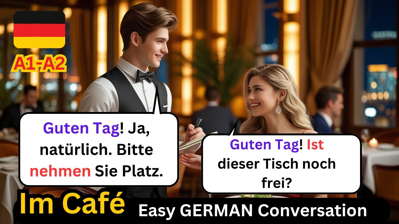 Learn German in a Café ☕ | Easy A1 German Conversation for Beginners ...
