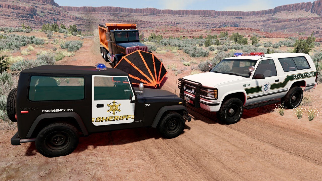 Cars vs Police Barricade - BeamNG Drive - Wrecking Bad - YouTube