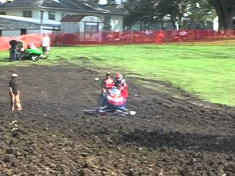 Polaris IQR Mud Drag Snowmobile Wheelie 8-14-10 - YouTube