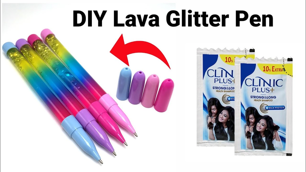 How to make Lava Glitter Lava Pen at home/DIY Glitter Pen/Homemade ...