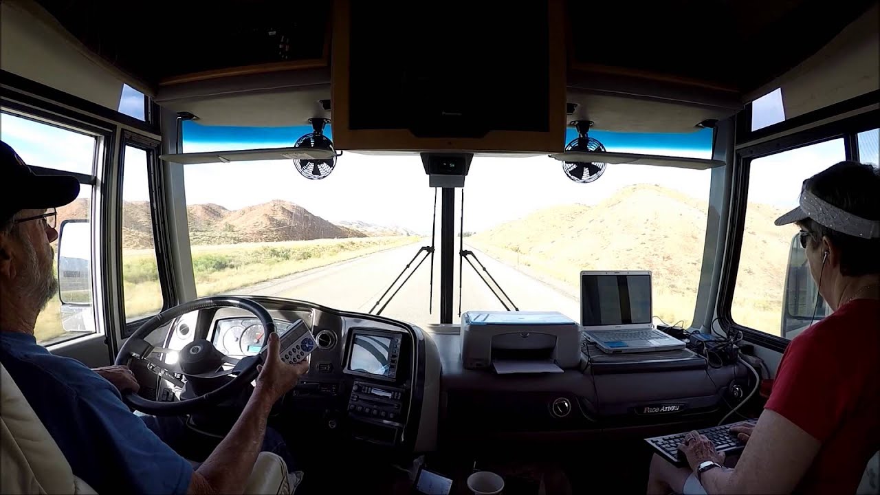 Traveling in our RV View through Windshield - YouTube