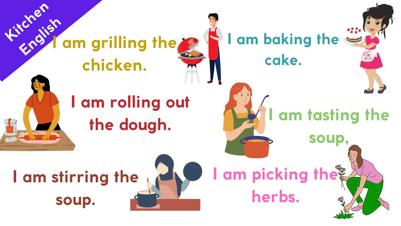 Cooking Action Verbs with Sentences part 2 | #trending - YouTube