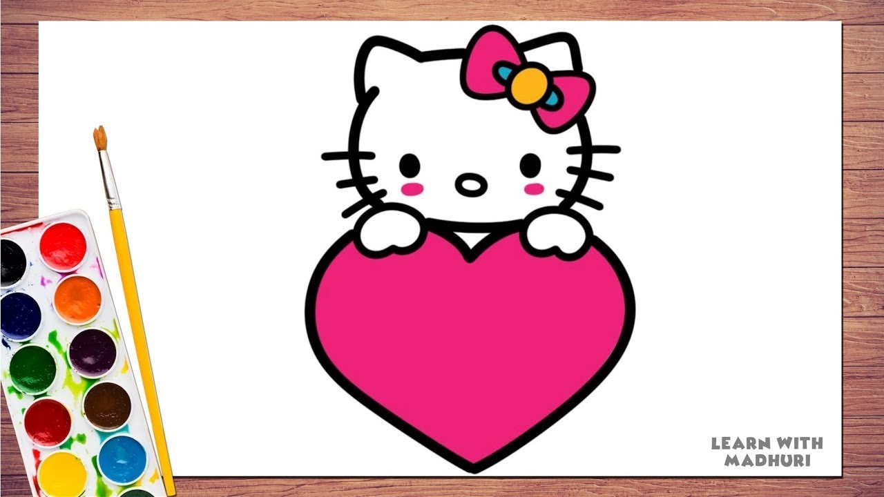 How to Draw Hello Kitty with Heart 💖 | Tori Drawings - YouTube