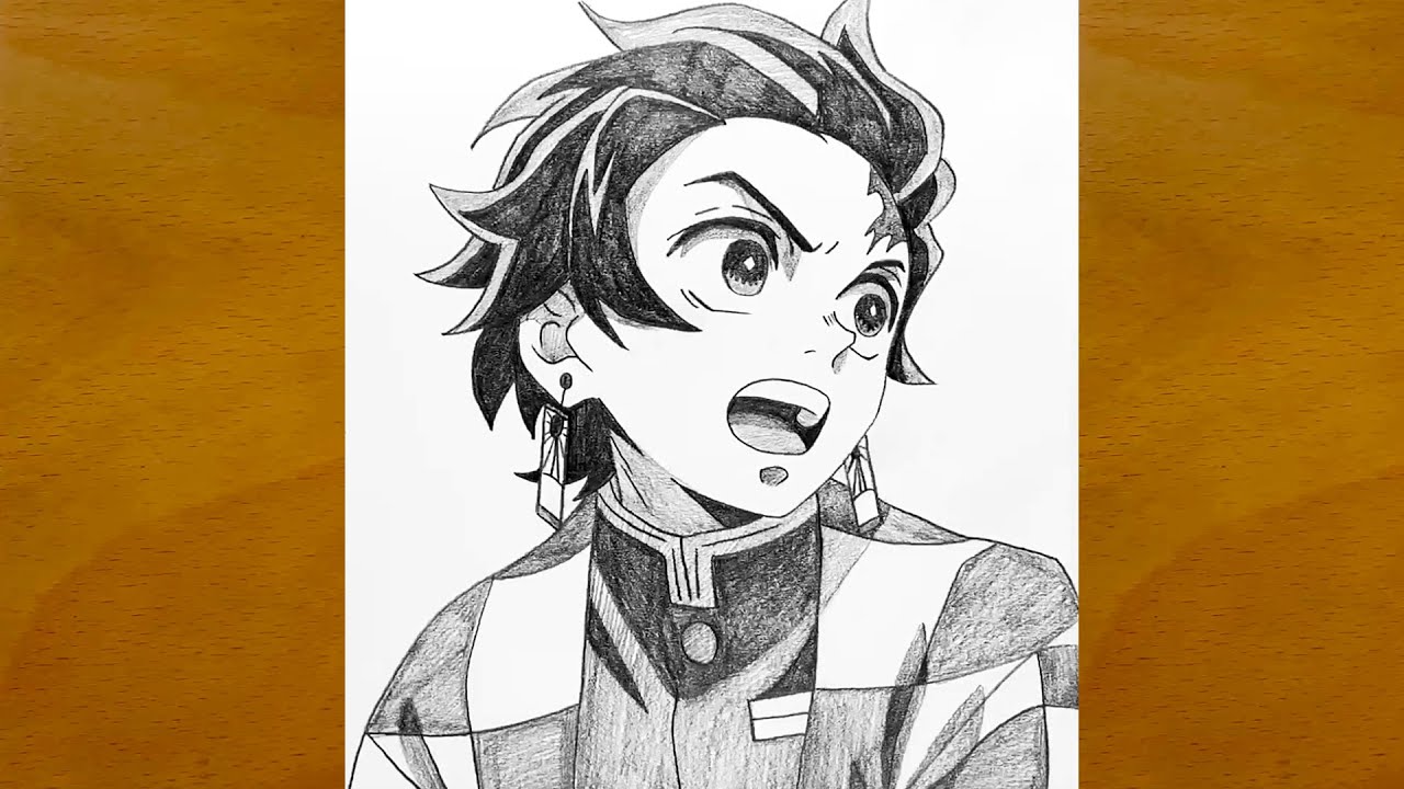 How to Draw Tanjiro Kamado Step by Step Demon Slayer Sketch Anime ...