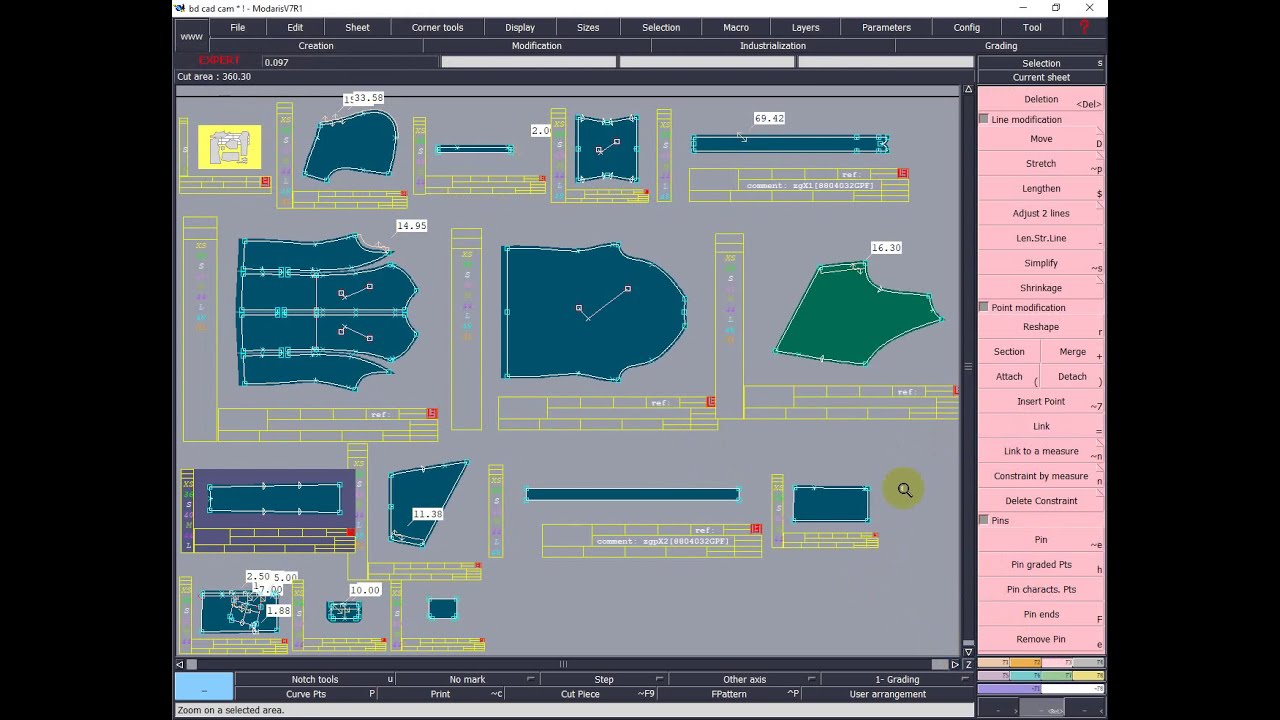 lectra modaris tools [77] F3 Point modification CONSTRAINT BY MEASURE ...