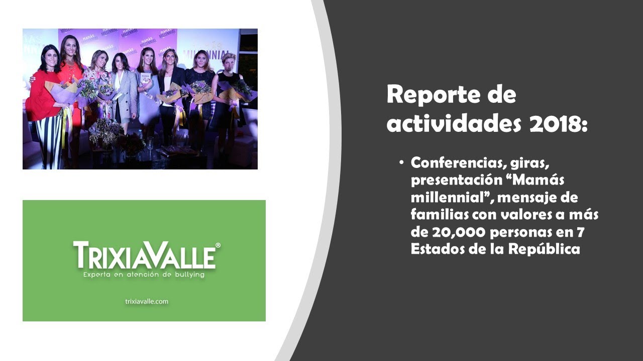 Reporte de actividades 2018 Trixia Valle, escritora y conferencista ...