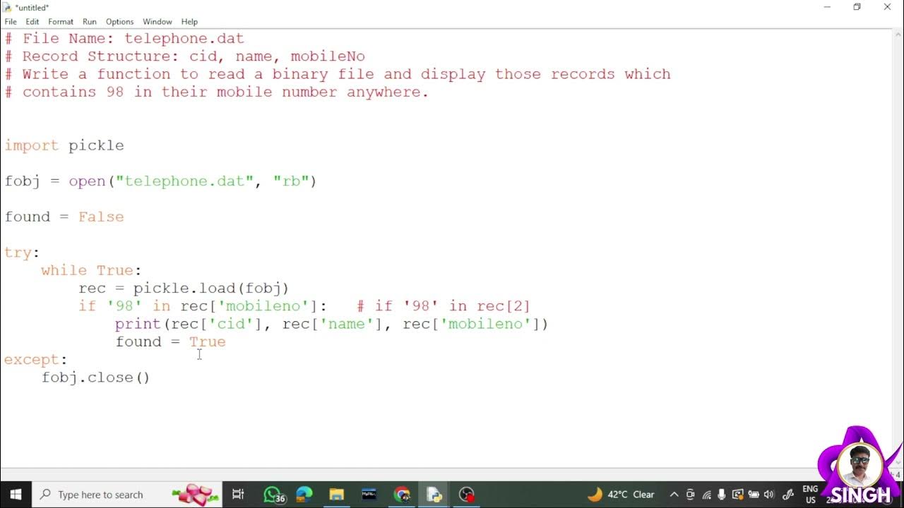 Binary File Record Searching and Counting in Python | Python Binary File Searching Record | CS ...
