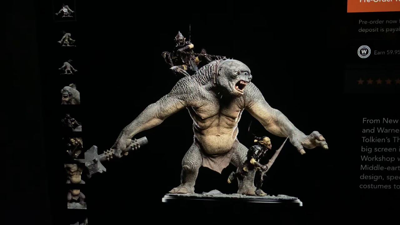 Epic 1/6 Weta LOTR Cave Troll Statue Preview - YouTube