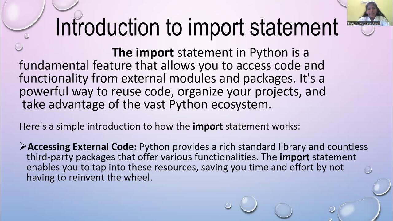 Import Statement Introduction To Python Programming Svce Youtube