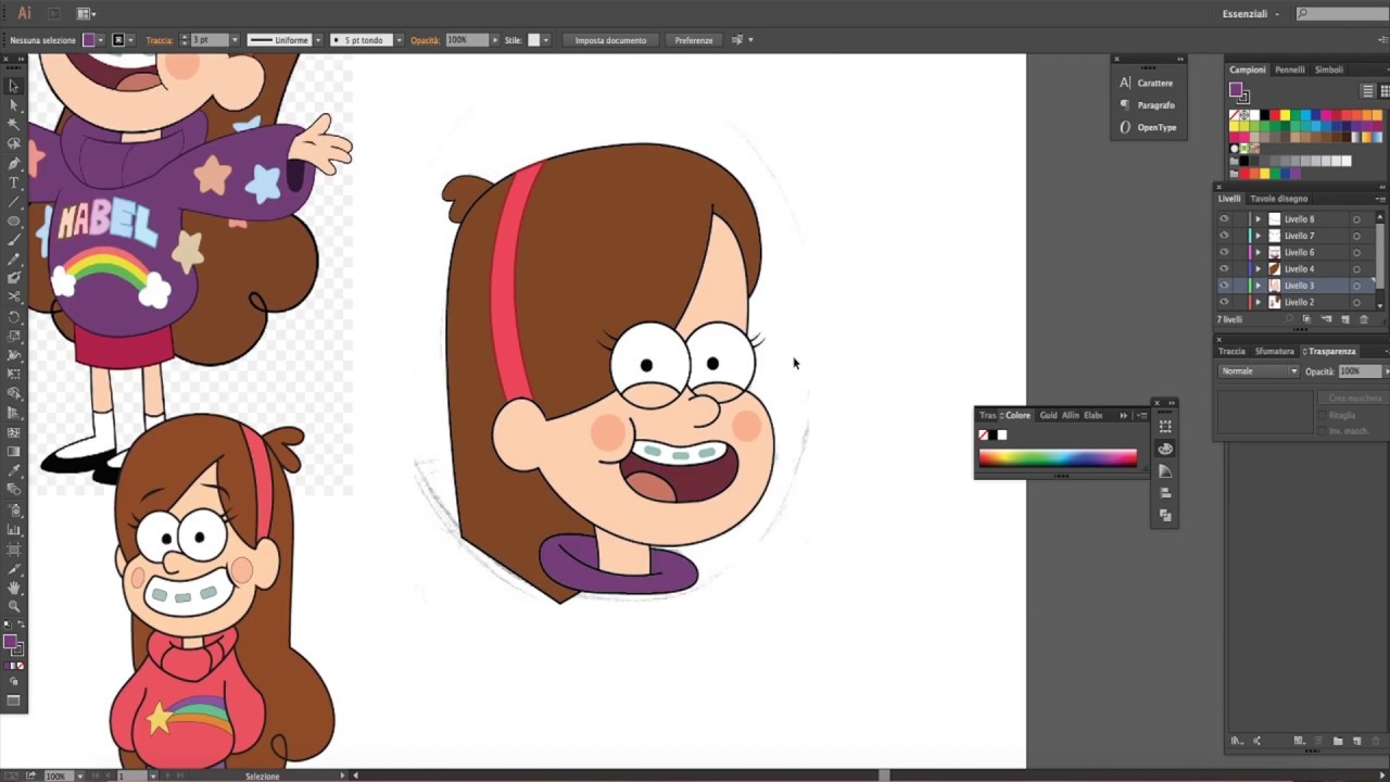 How To Draw Mabel Pines From Gravity Falls - Illustrator Tutorial - YouTube