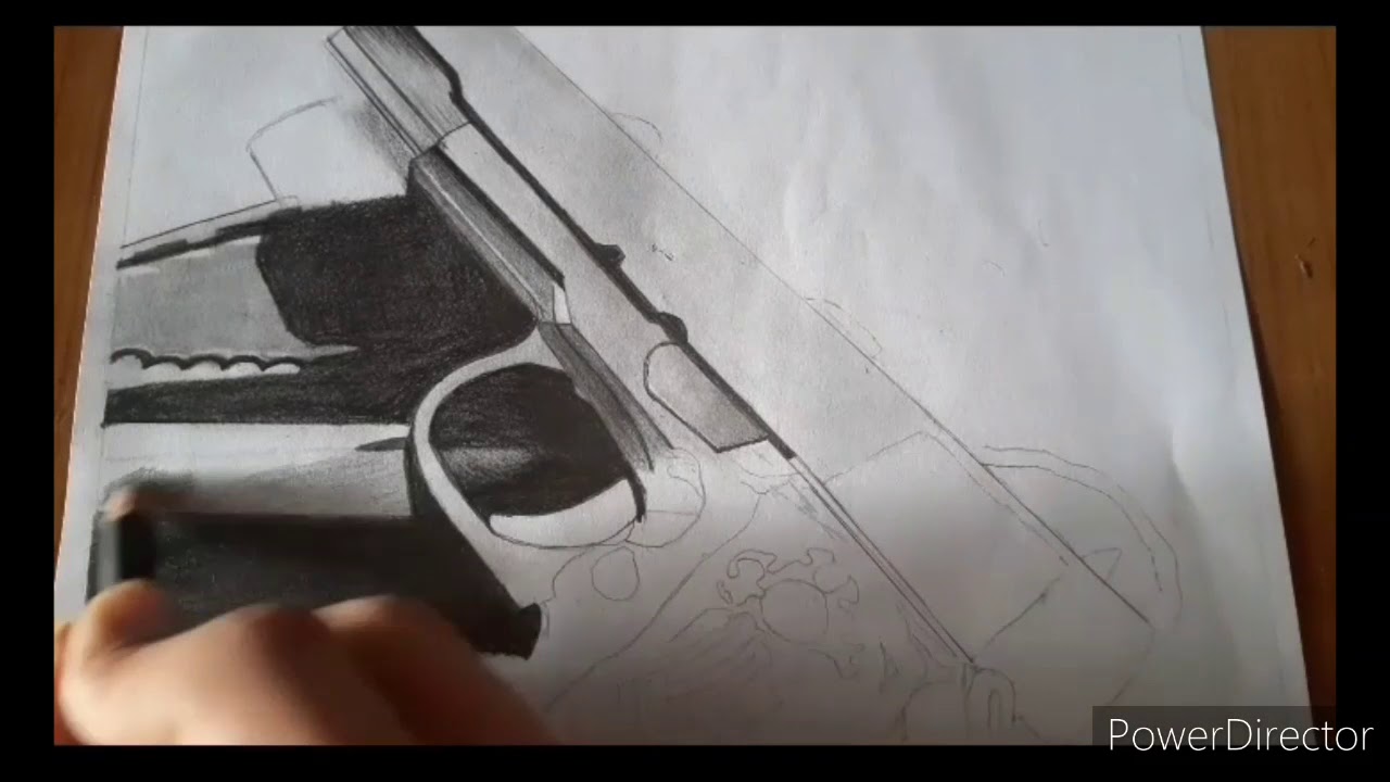 How to draw realistic gun sketch - YouTube