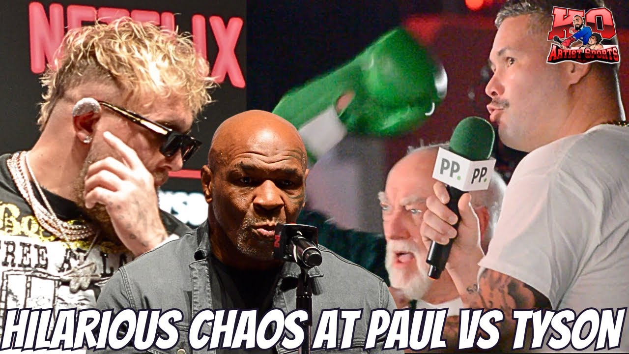 😂CHAOS😂 Heckler get ejected! Diamond ear guard in case Mike Tyson bites ...