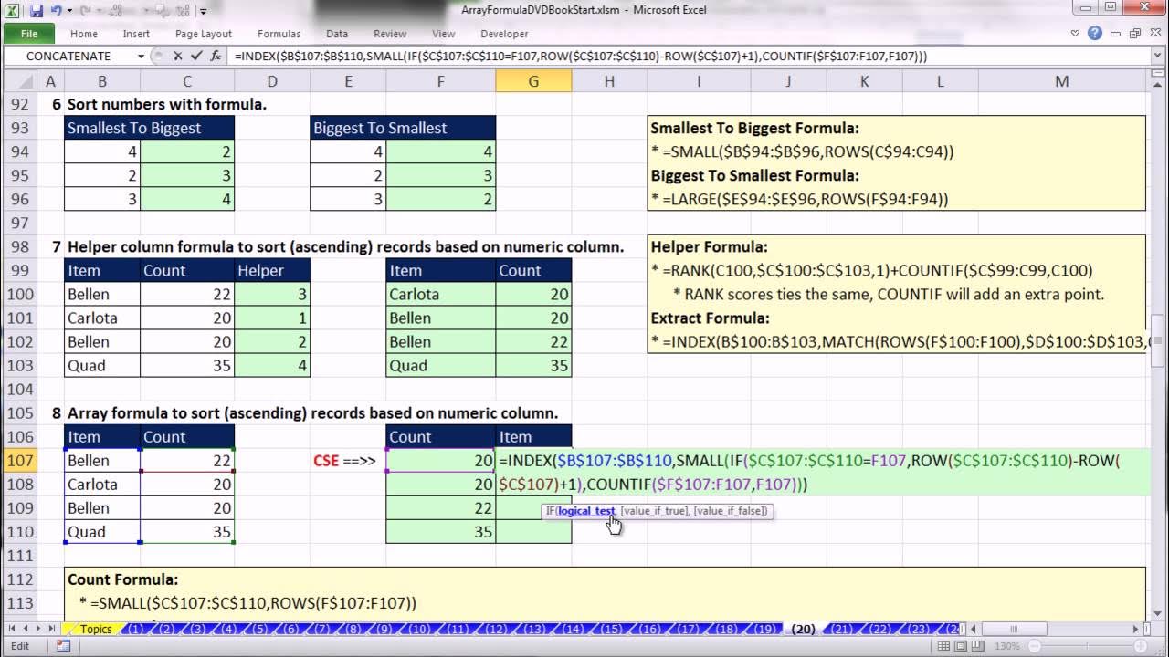 Ctrl + Shift + Enter: Excel Array Formulas 20: Extract Unique Lists & Sorting Formulas - YouTube