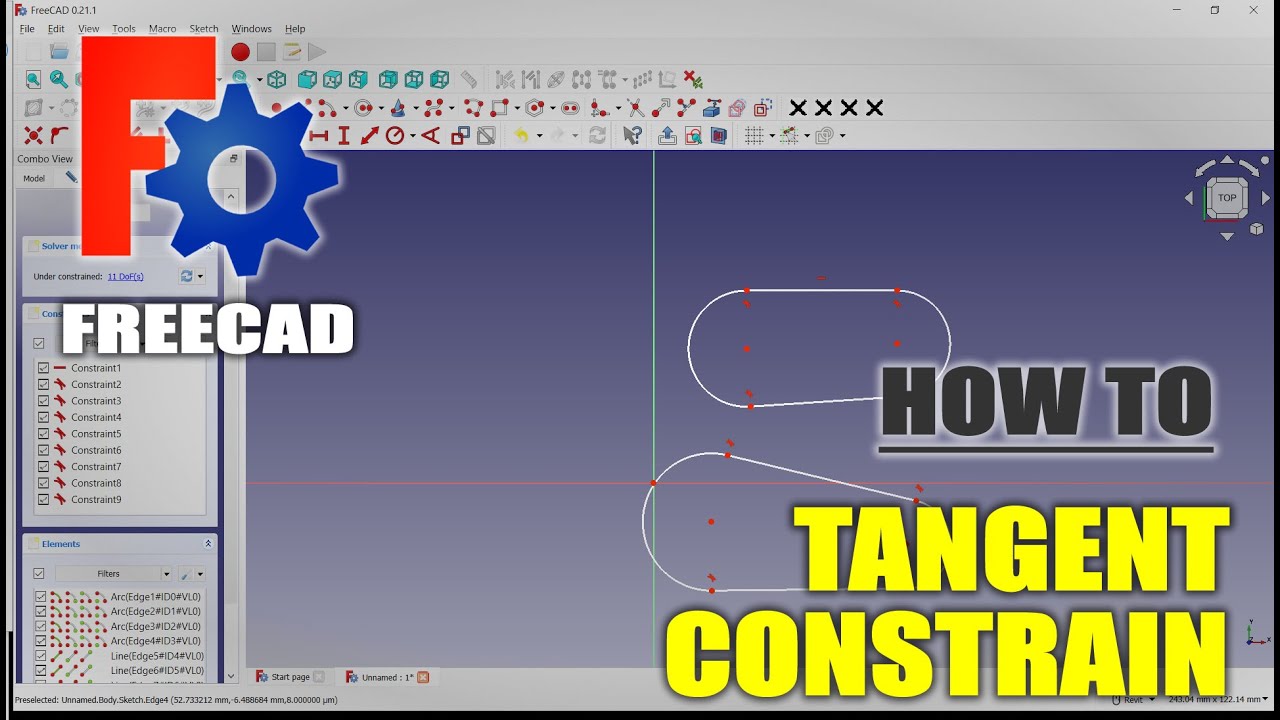 FreeCAD How To Tangent Constraint YouTube FreeCAD How To Tangent Constraint YouTube