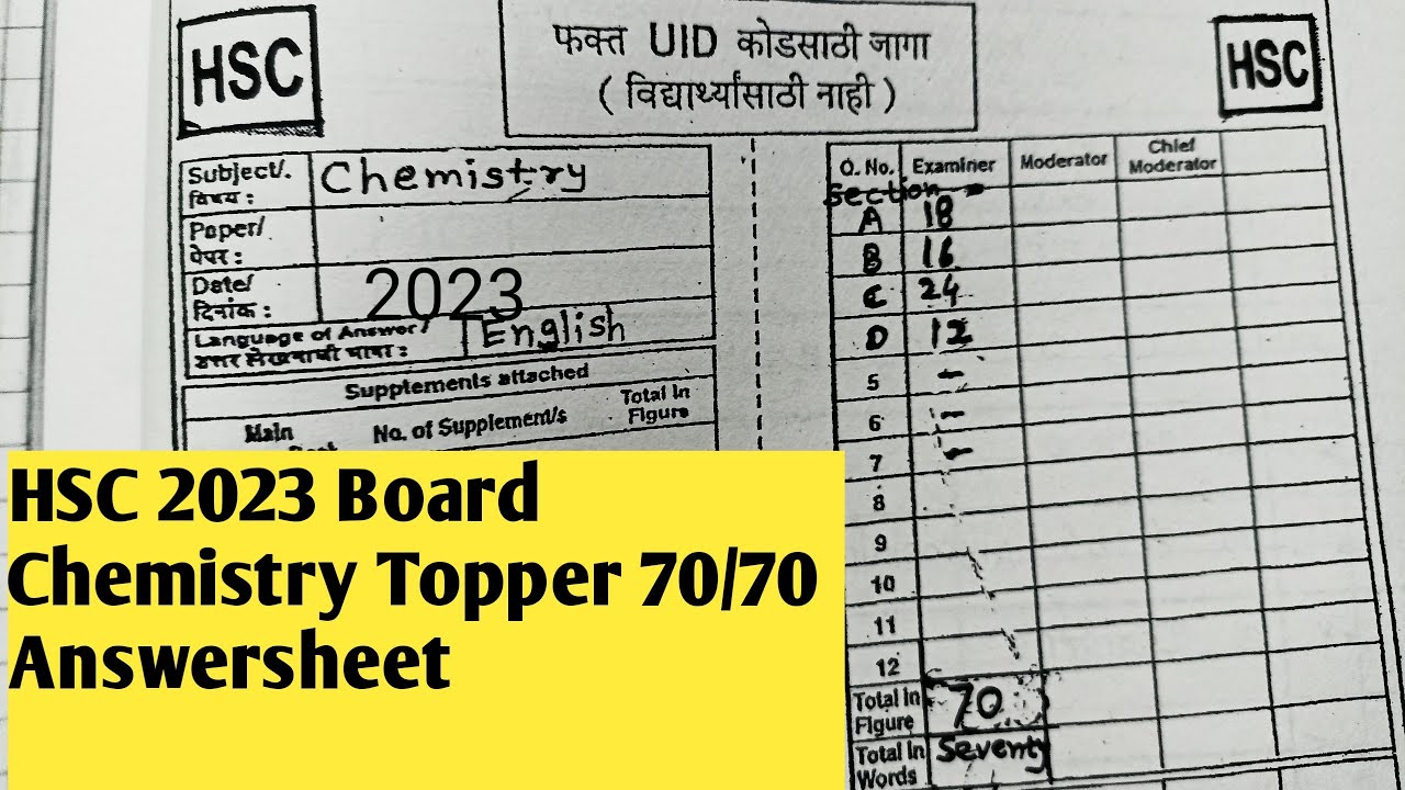 HSC 2023 Chemistry Board Topper 70/70 . Answersheet presentation Class ...