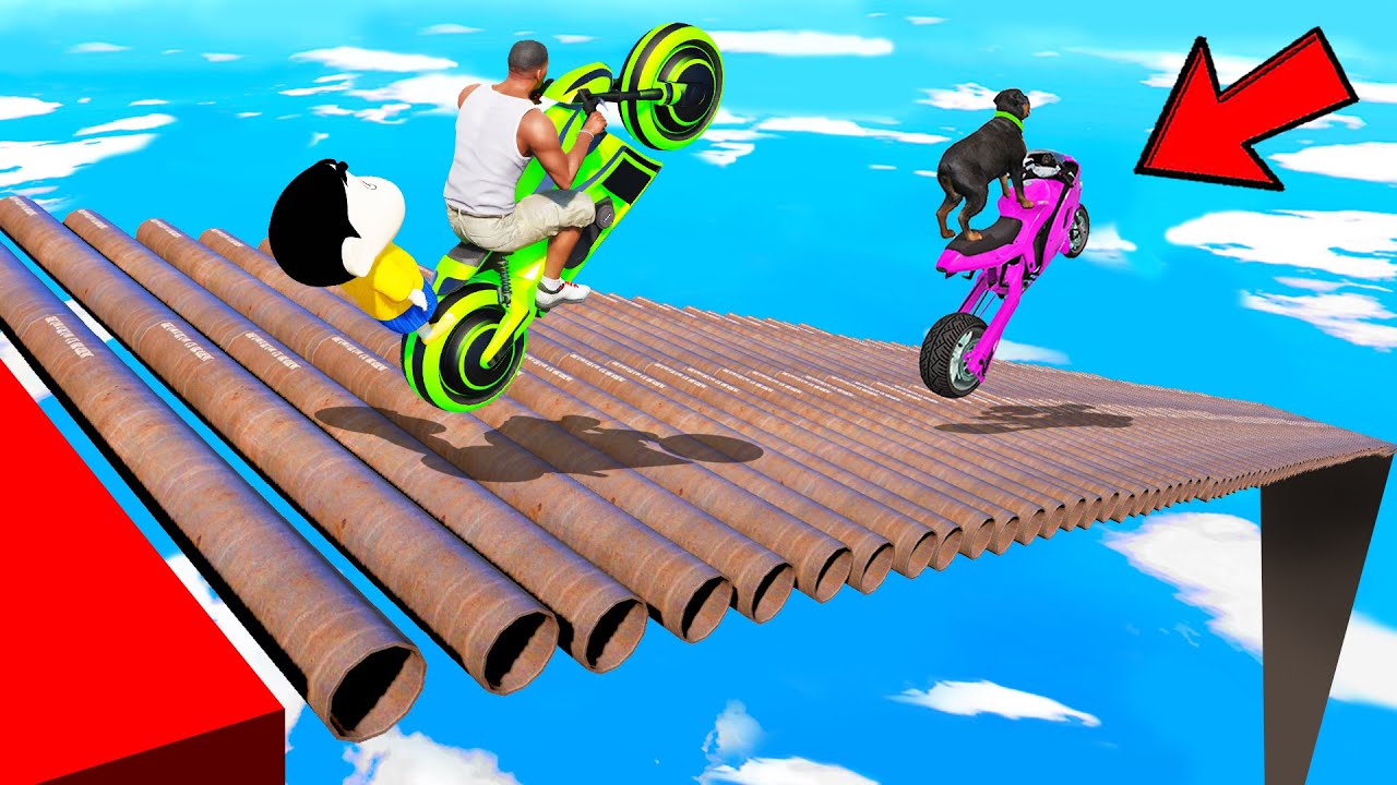 SHINCHAN AND FRANKLIN TRIED THE IMPOSSIBLE MULTI PIPES MEGA RAMP JUMP ...