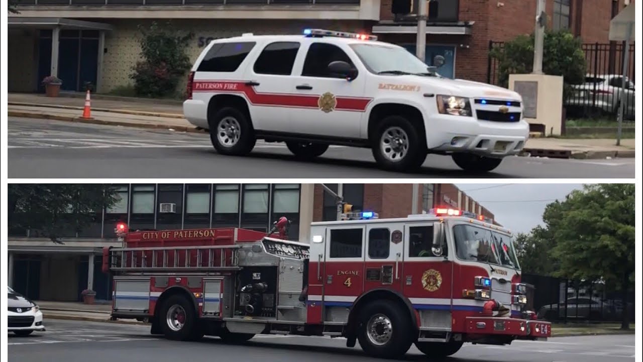 Paterson NJ Fire Department Engine 4 and Battalion 3 Responding on ...