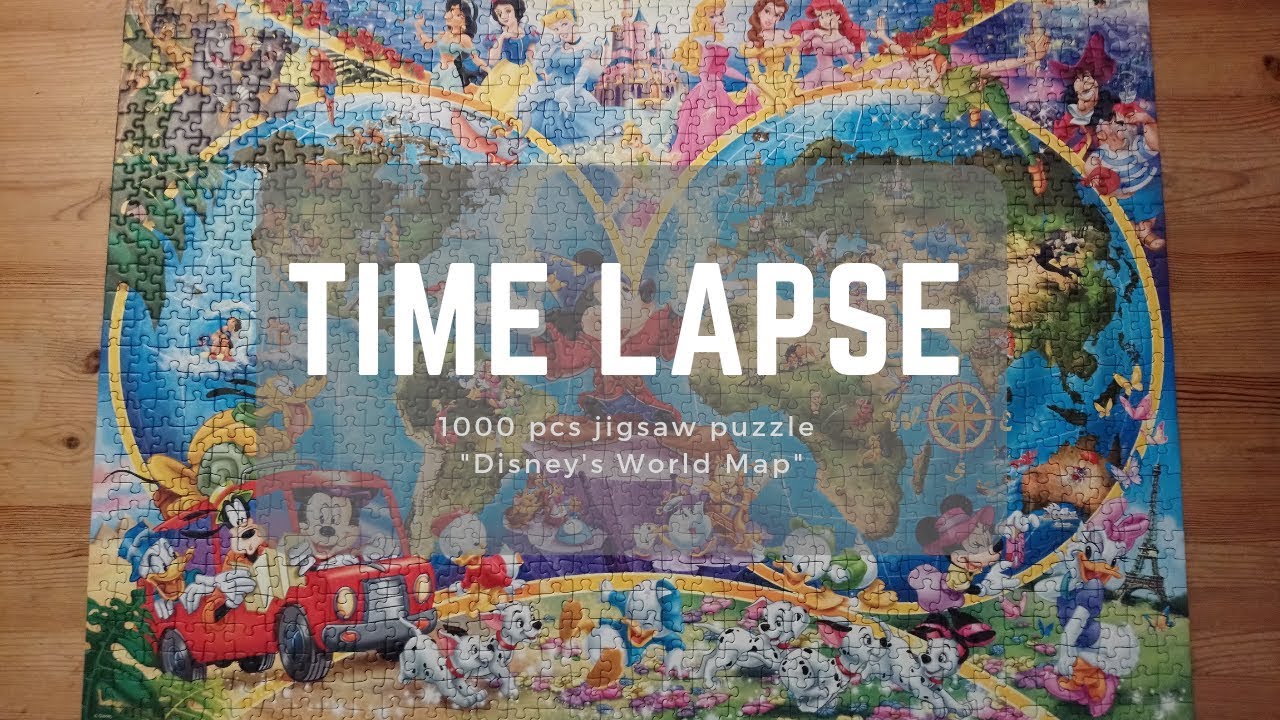 TIME LAPSE - 1000 pcs jigsaw puzzle - Disney's World Map - YouTube
