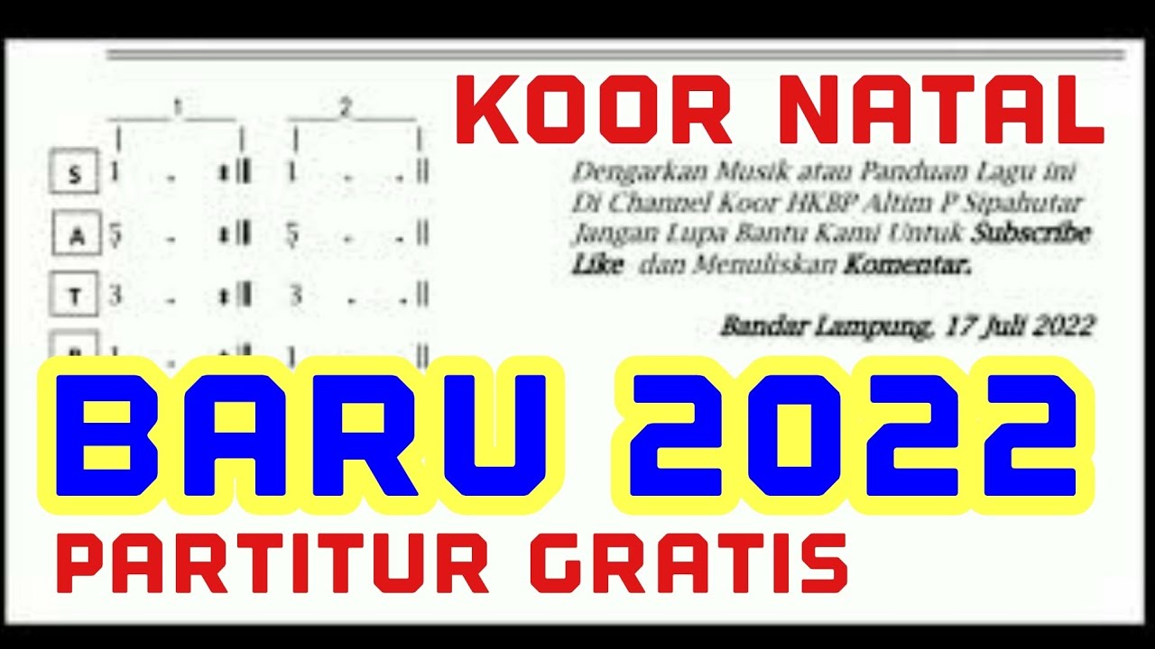 Partitur Koor Natal Terbaru 2022 - Bersukacitalah Cipt. Altim Sipahutar ...