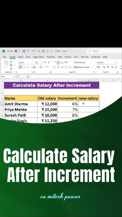 Excel Tips: Calculate Salary After Increment #excel #exceltips #exceltricks #exceltutorial # ...