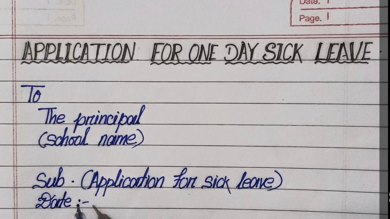 How to write an application for one day sick leave#sick leave ...