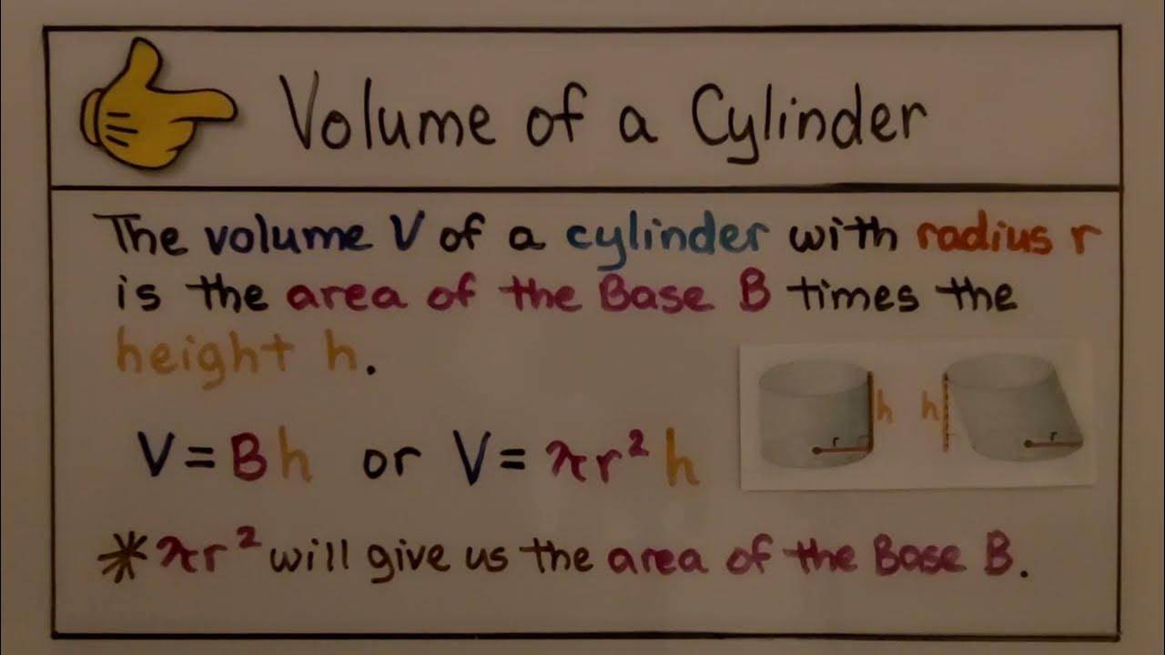 8th Grade Math 13.1b, Finding the Volume of a Cylinder, V=πr²h - YouTube