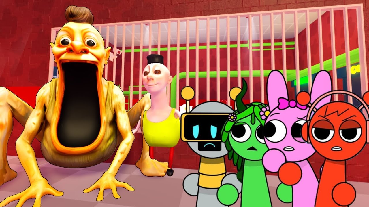 Sprunki Fun Bot & Pinki & Oren & Vineria Played Evil Monster Prison ...