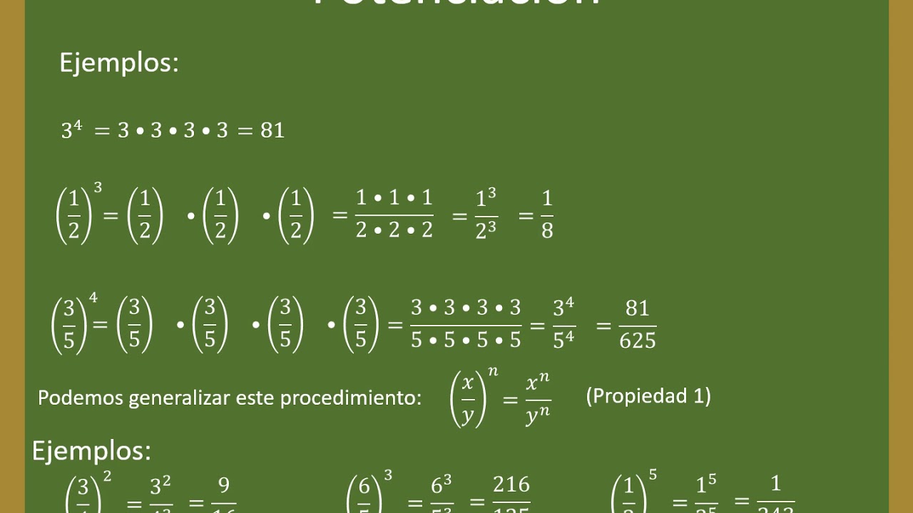 ¿Qué es la potenciación? propiedades y ejemplos - YouTube