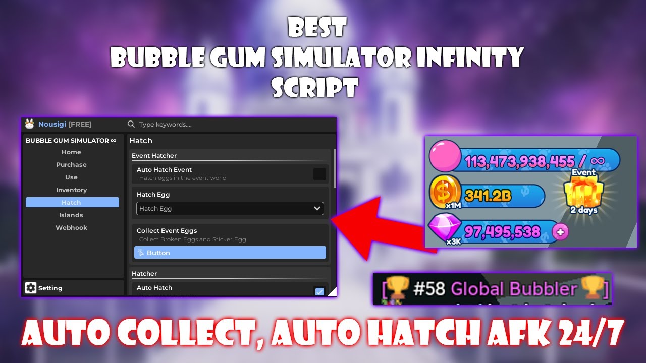 🔥 BEST 🔥Bubble Gum Simulator INFINITY SCRIPT COMPETITION (AUTO AFK ...