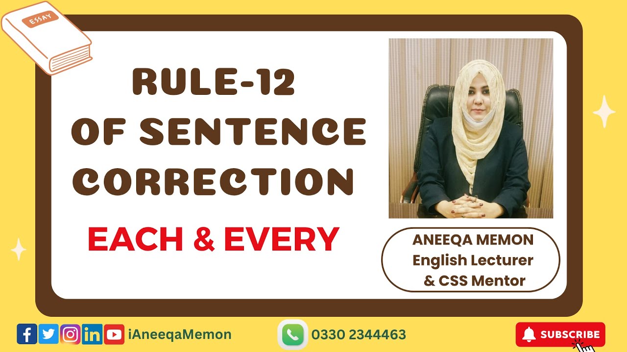 RULES OF SENTENCE CORRECTION | RULE 12 | EACH & EVERY | ANEEQA MEMON ...