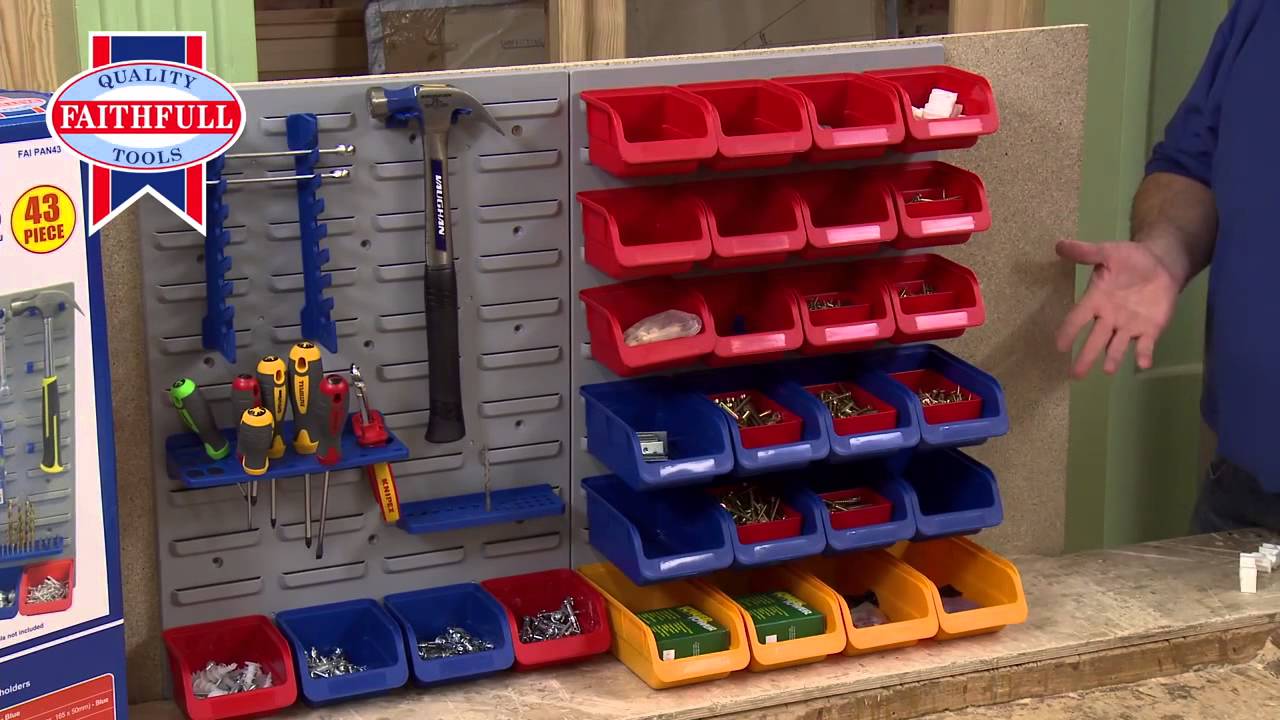 XMS14BINS Faithfull 43 Piece Storage Bins and Panel Set £19 99 - YouTube