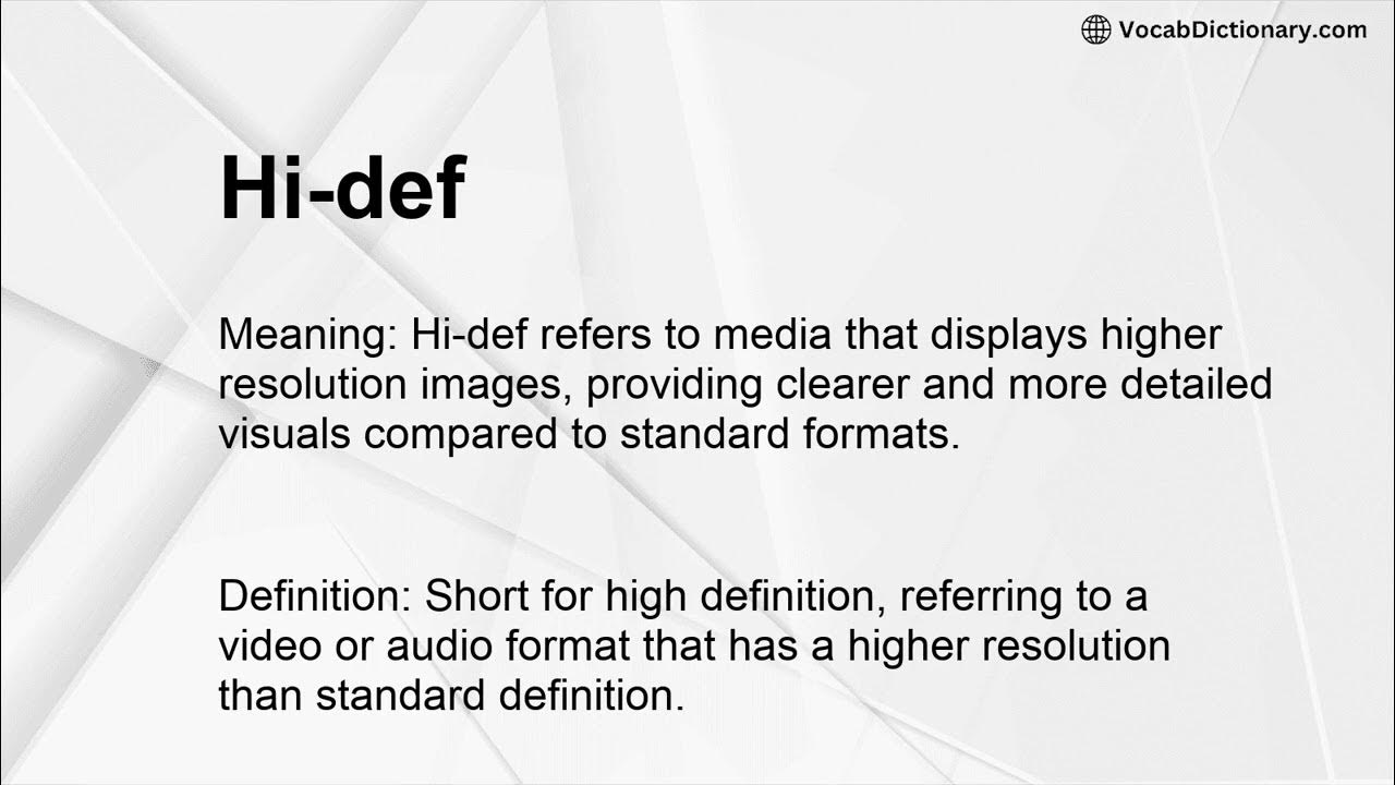 Hi-def Meaning - YouTube