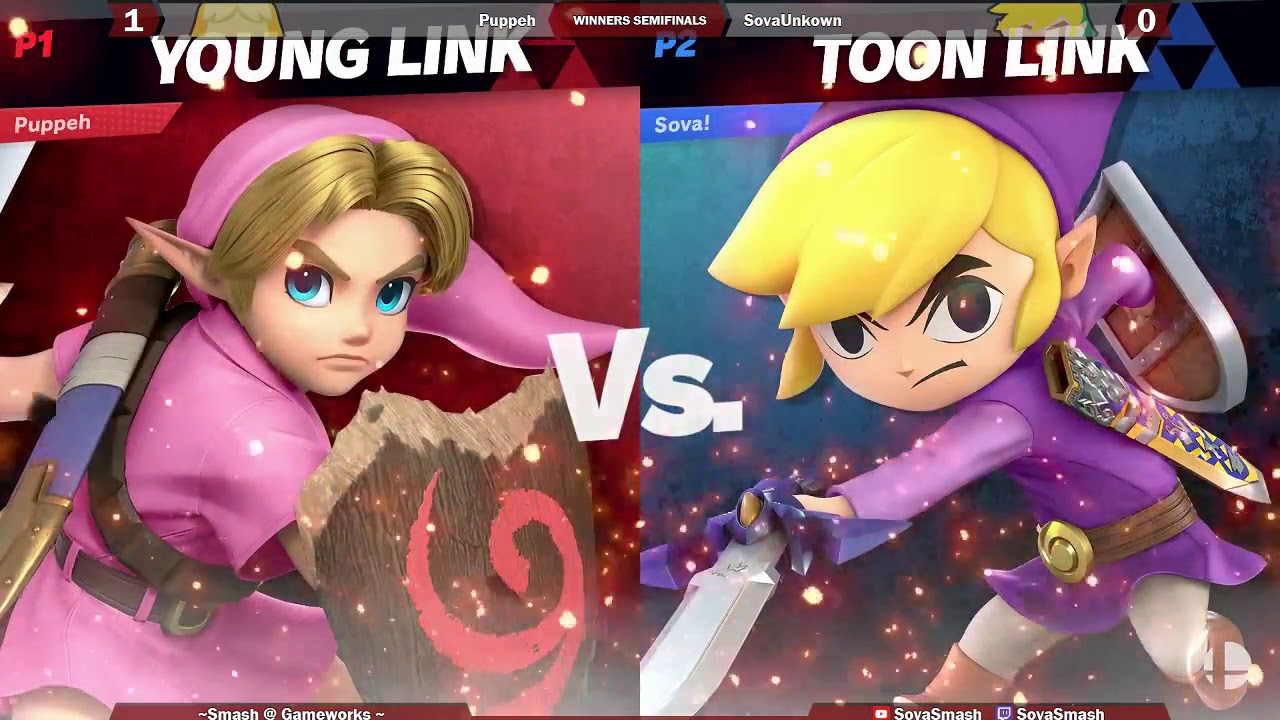 Smash Ultimate # 4 @ Gameworks: SovaUknown (Toon Link, Link) vs Puppeh ...